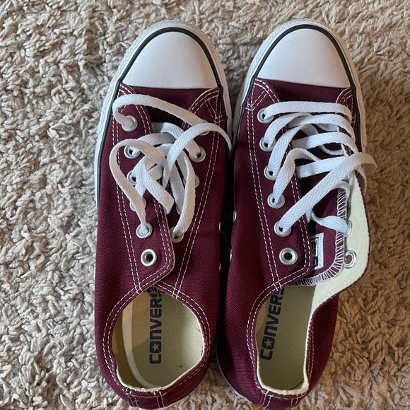 Converse | Shoes | Converse Maroon Canvas Shoes With White Accents ...